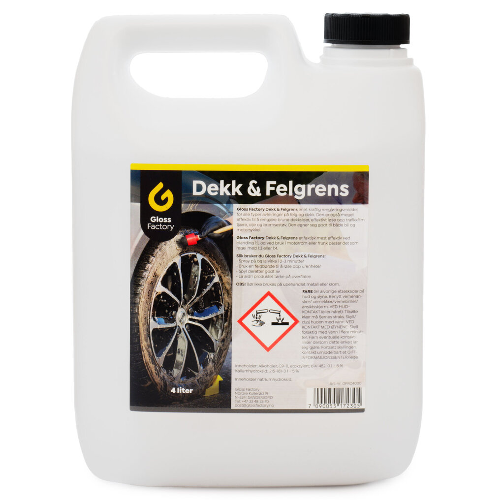 Gloss Factory Dekk og Felgrens Wheel & Tire Cleaner, 4L - Garasjetid