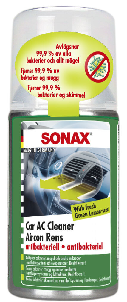 Sonax Aircon Rens - Green Lemon AC rengjøring, Whole car - Garasjetid