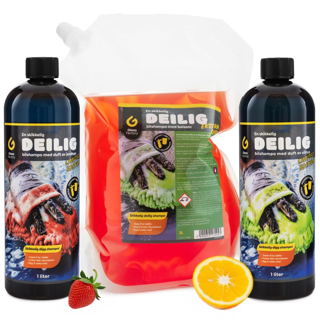 Gloss Factory Deilig bilshampo-pakke 5L deilig såpe for bøtte ...